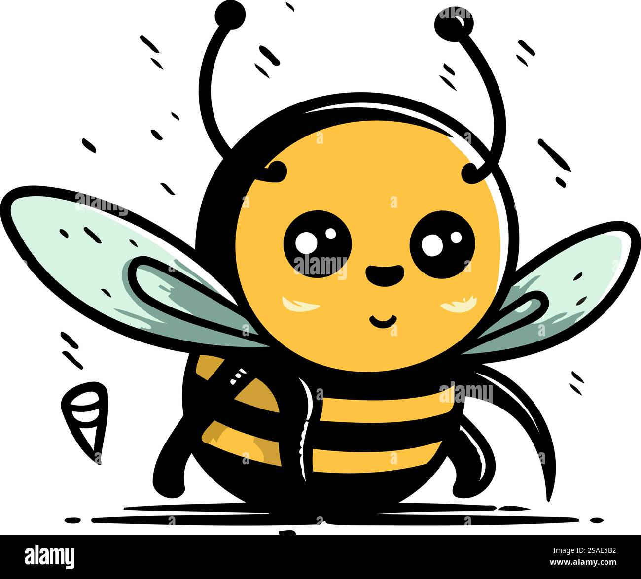 Cute cartoon bee. Vector illustration. Isolated on white background ...