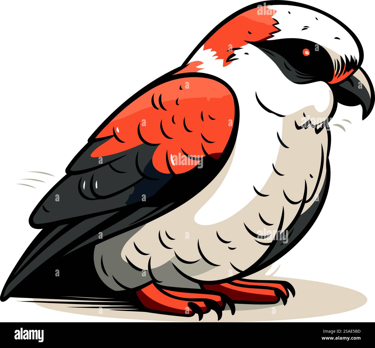 Red winged falcon on a white background. Vector illustration Stock ...