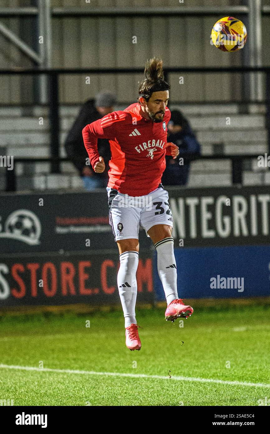 Liam Shepherd of Salford City FC in the warm up during the Sky Bet ...
