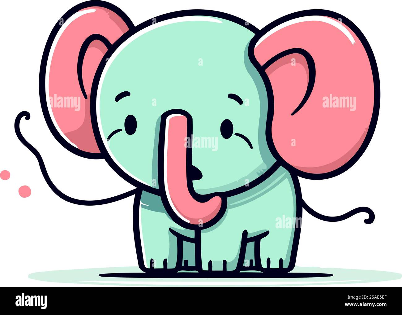 Cute cartoon elephant character. Vector illustration in a flat style ...