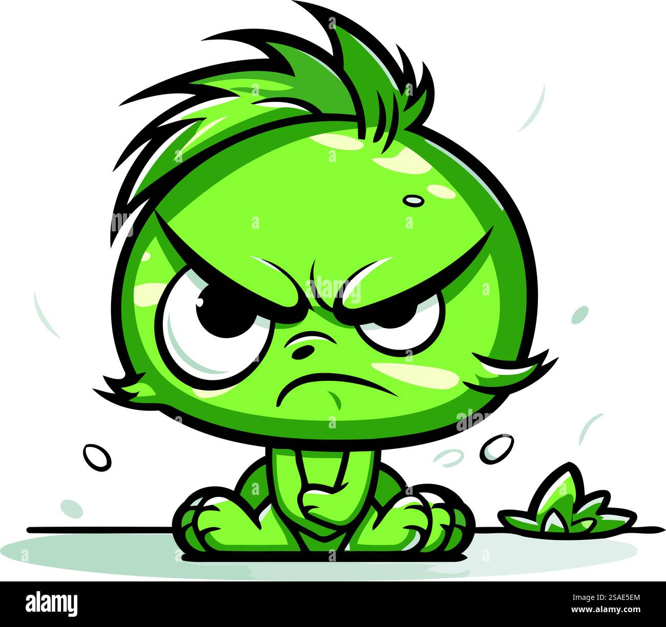 Angry Green Monster Cartoon Mascot Character Vector Illustration Stock ...