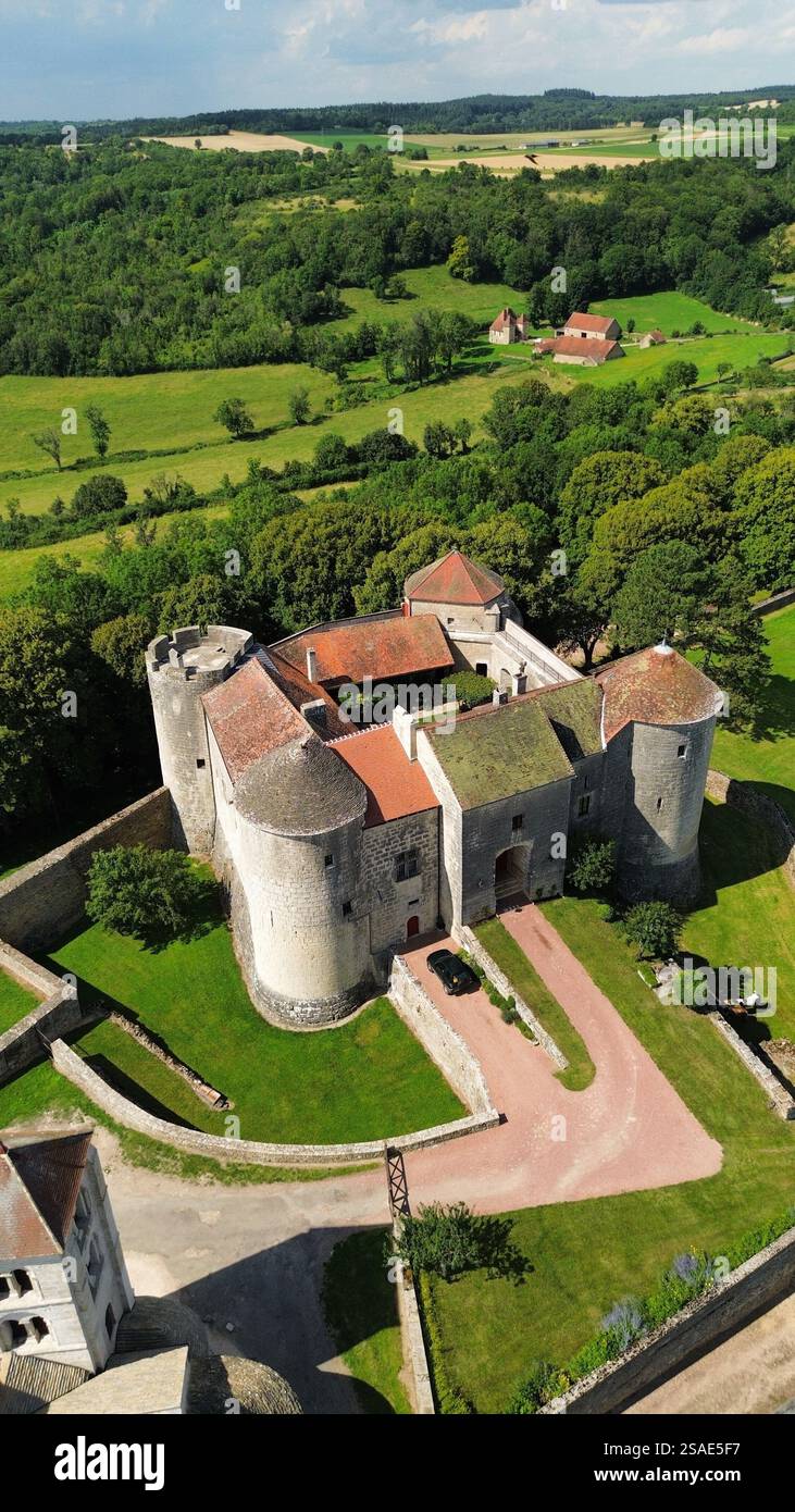 drone photo Mont-Saint-Jean castle france europe Stock Photo - Alamy