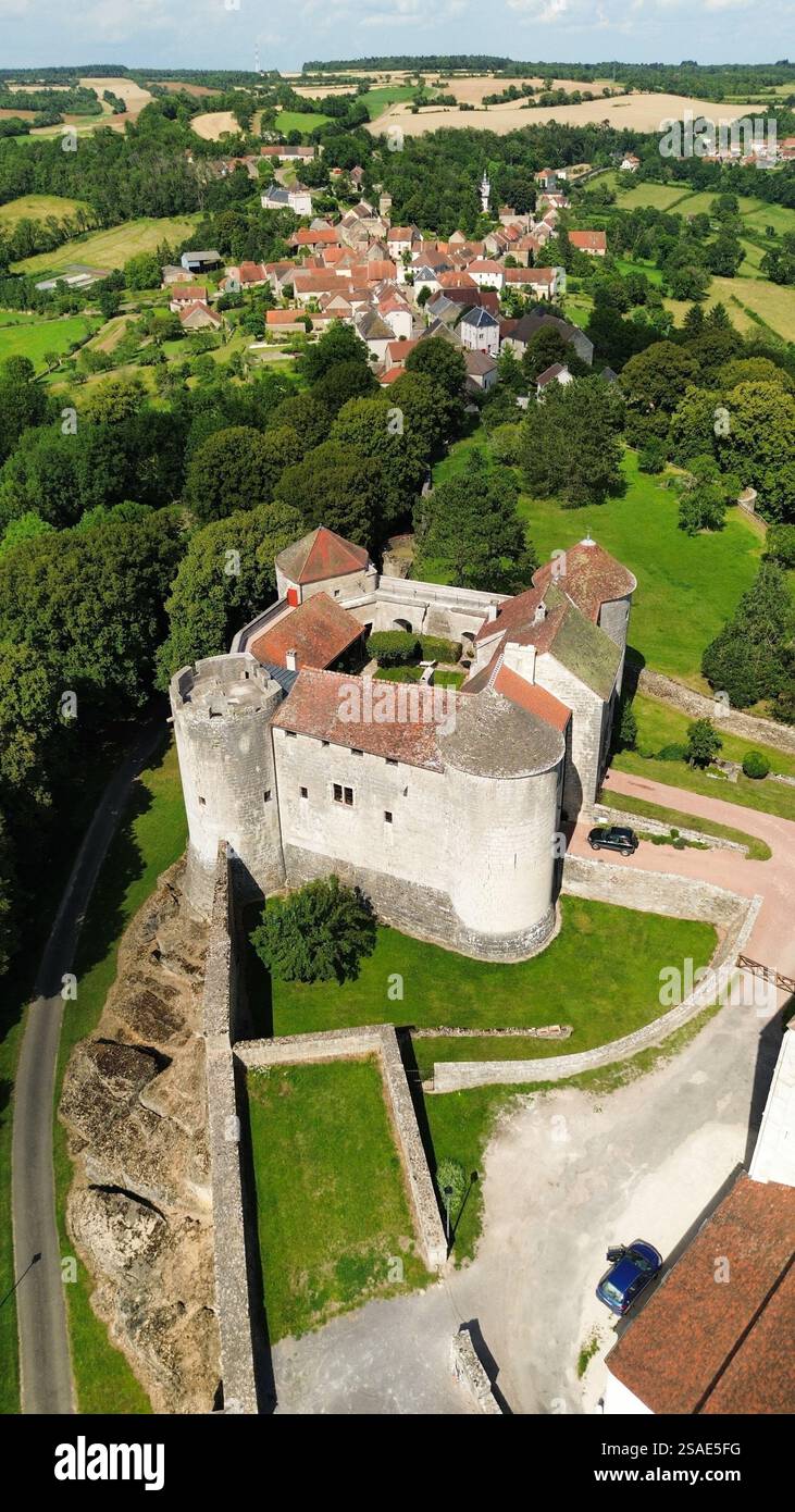drone photo Mont-Saint-Jean castle france europe Stock Photo - Alamy