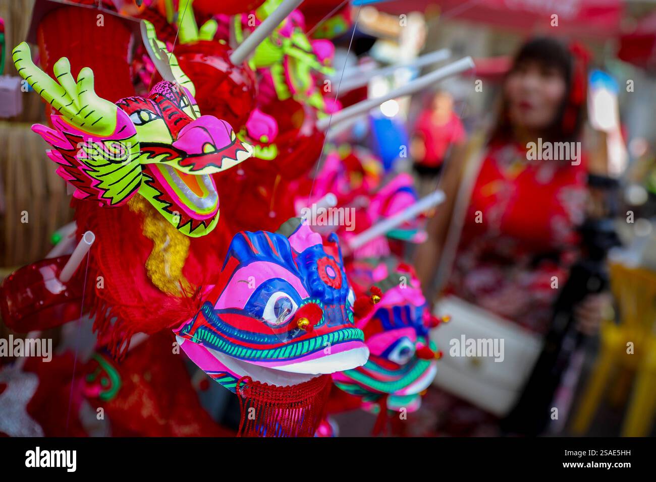 Chinese New Year in Bangkok, Thailand Colorful paper dragons and snakes ...