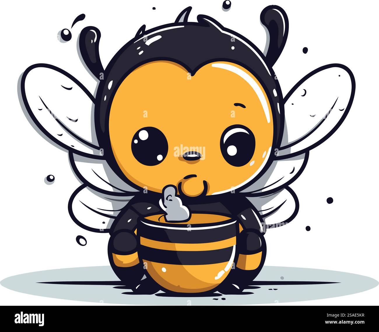 Cute cartoon bee. Vector illustration. Isolated on white background ...