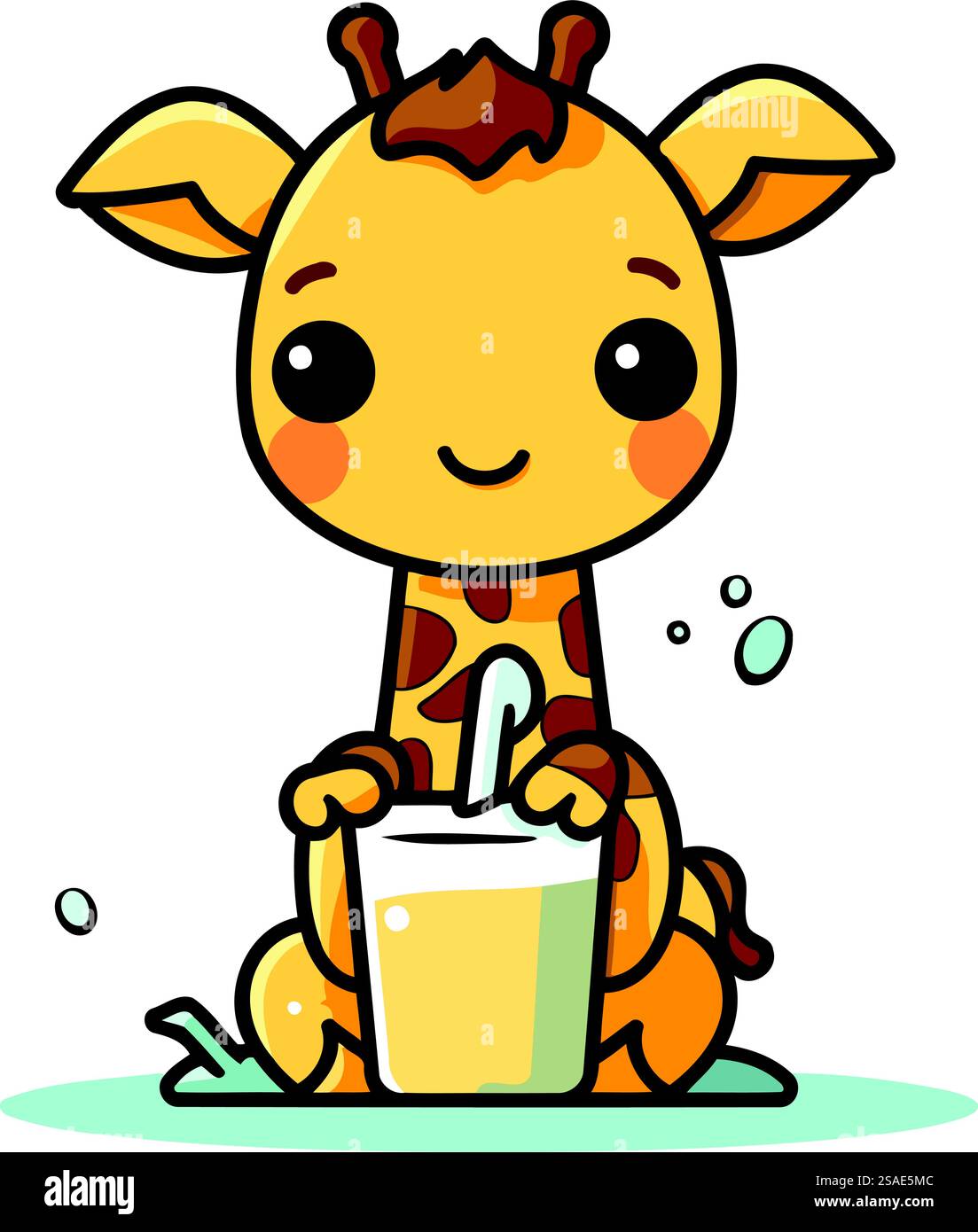 Cute Giraffe drinking a glass of milk. Vector illustration Stock Vector ...