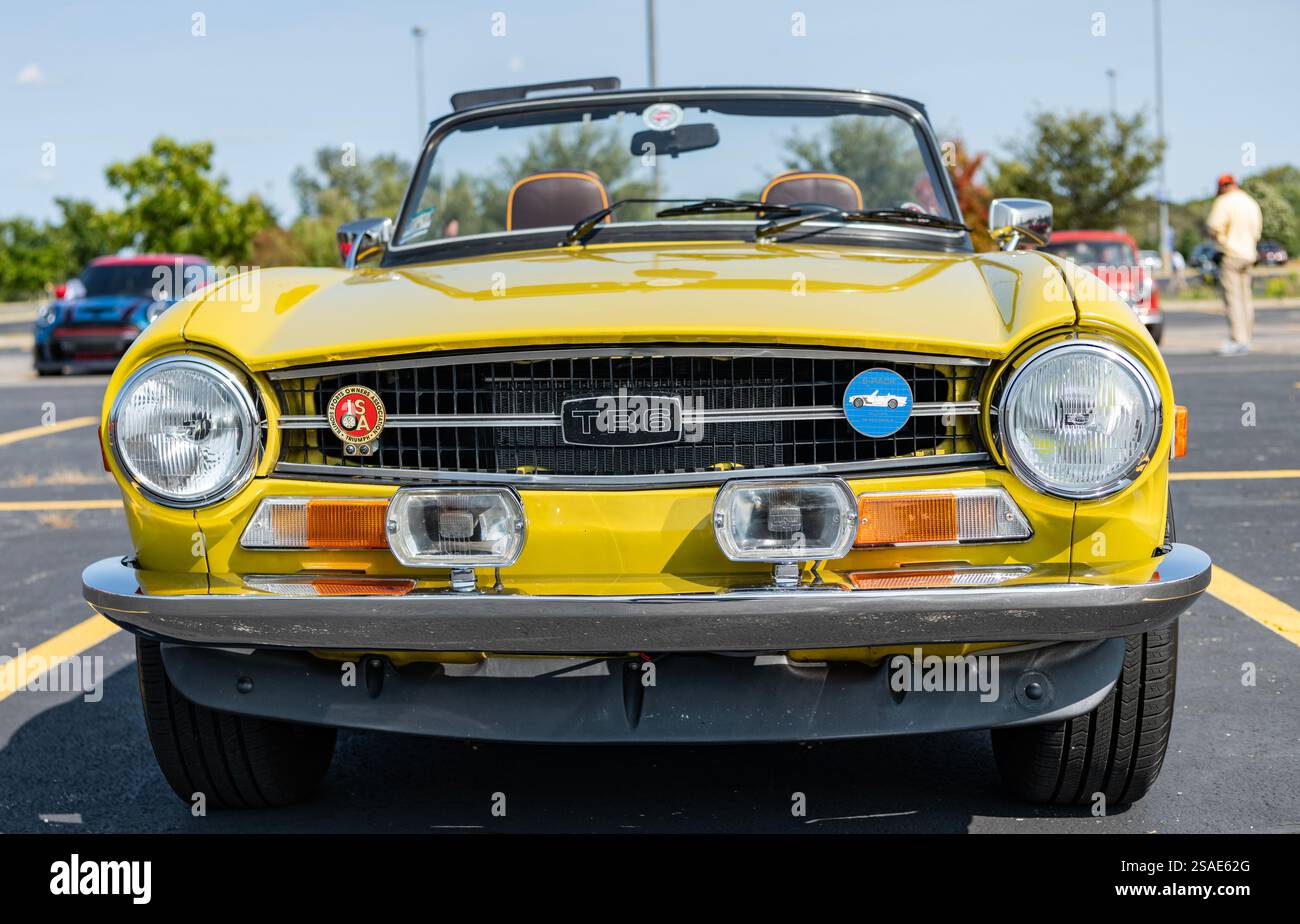 Chicago, Illinois, USA - September 08, 2024: Triumph tr 6 retro ...