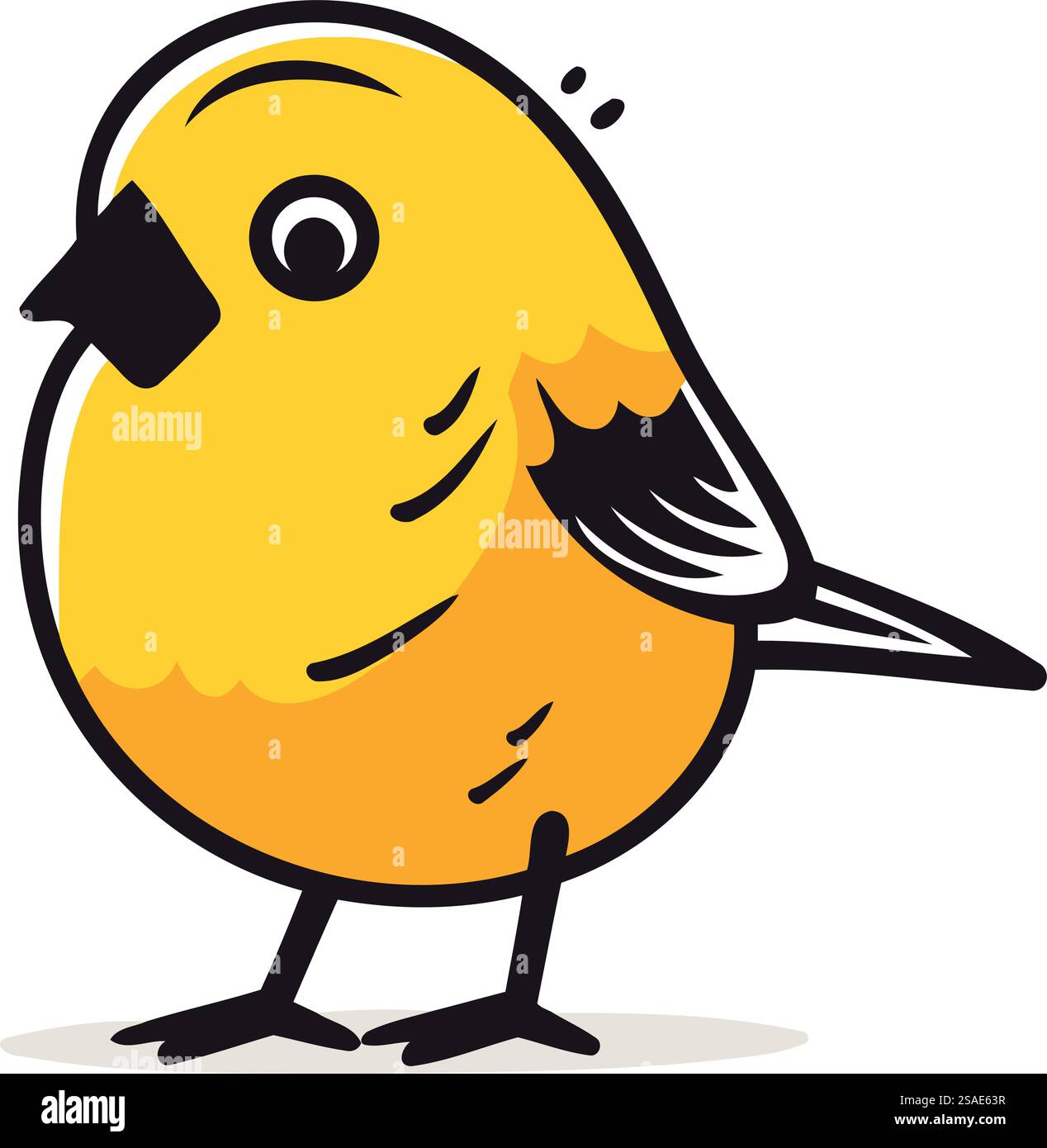 Cute cartoon yellow bird isolated on white background. Vector ...