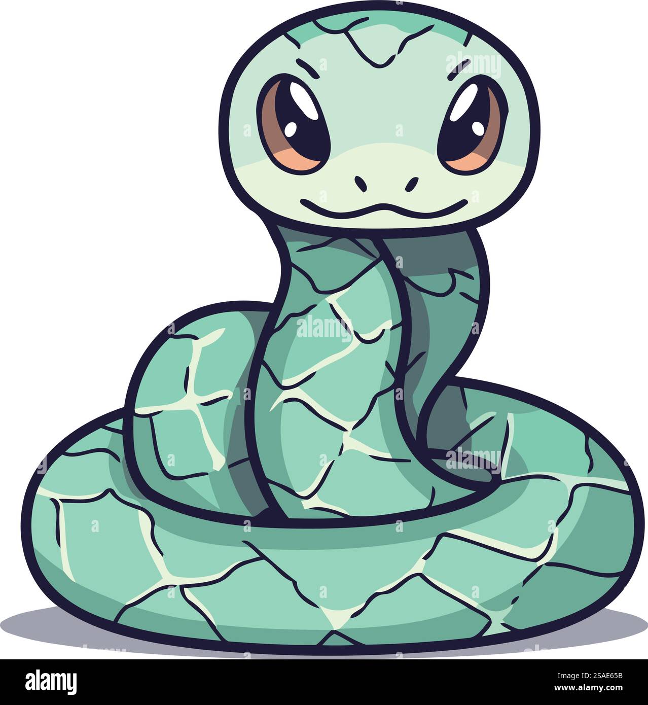 Cute cartoon snake isolated on a white background. Vector illustration ...
