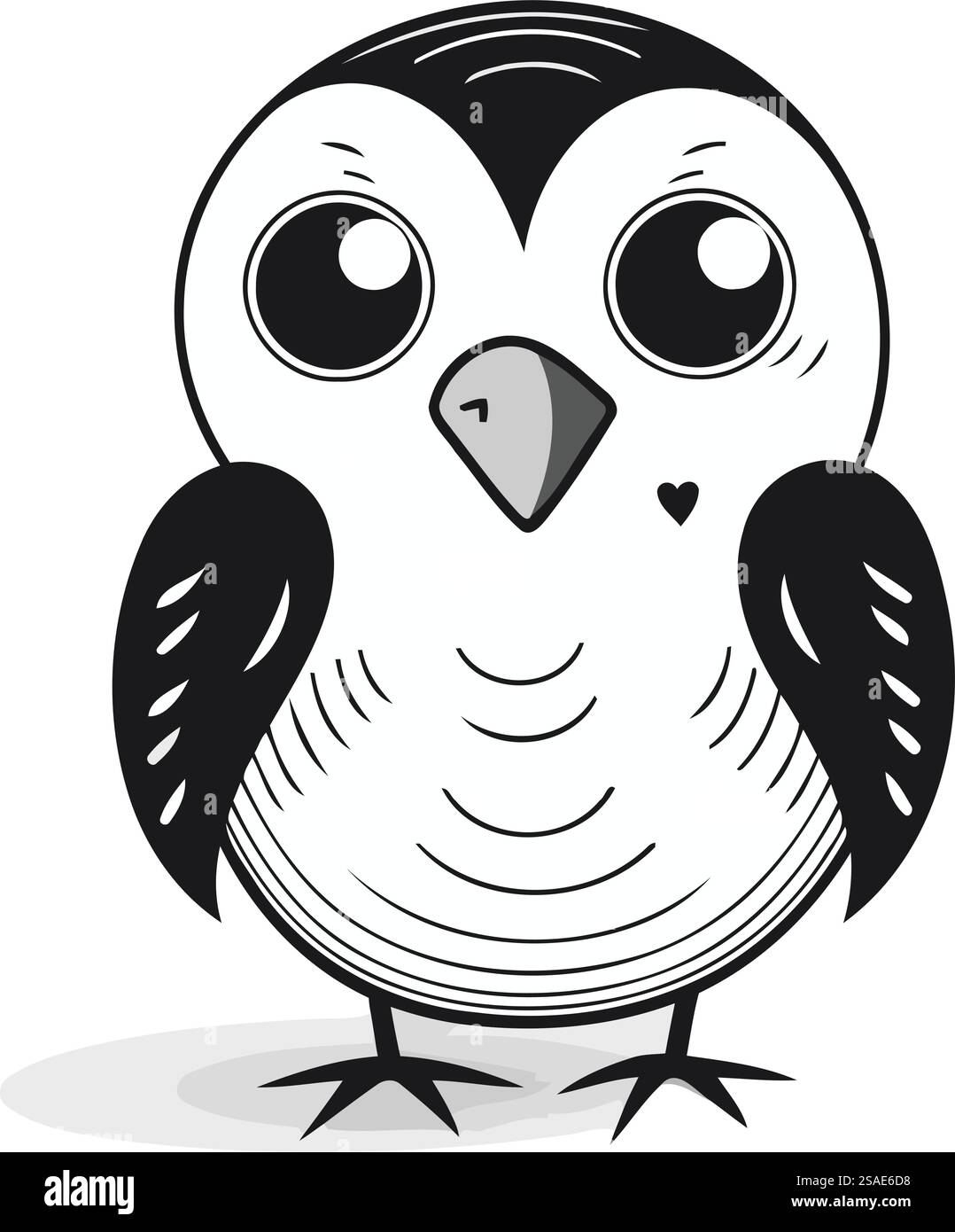 Cute owl. Black and white vector illustration isolated on white ...
