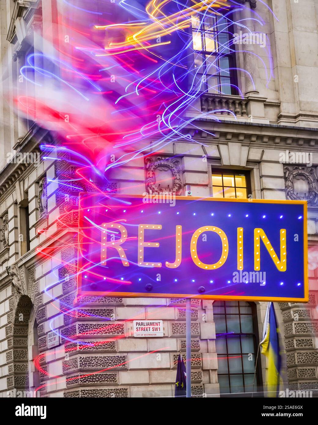 London, UK. 29th Jan, 2025. Long exposure with light trails of ...