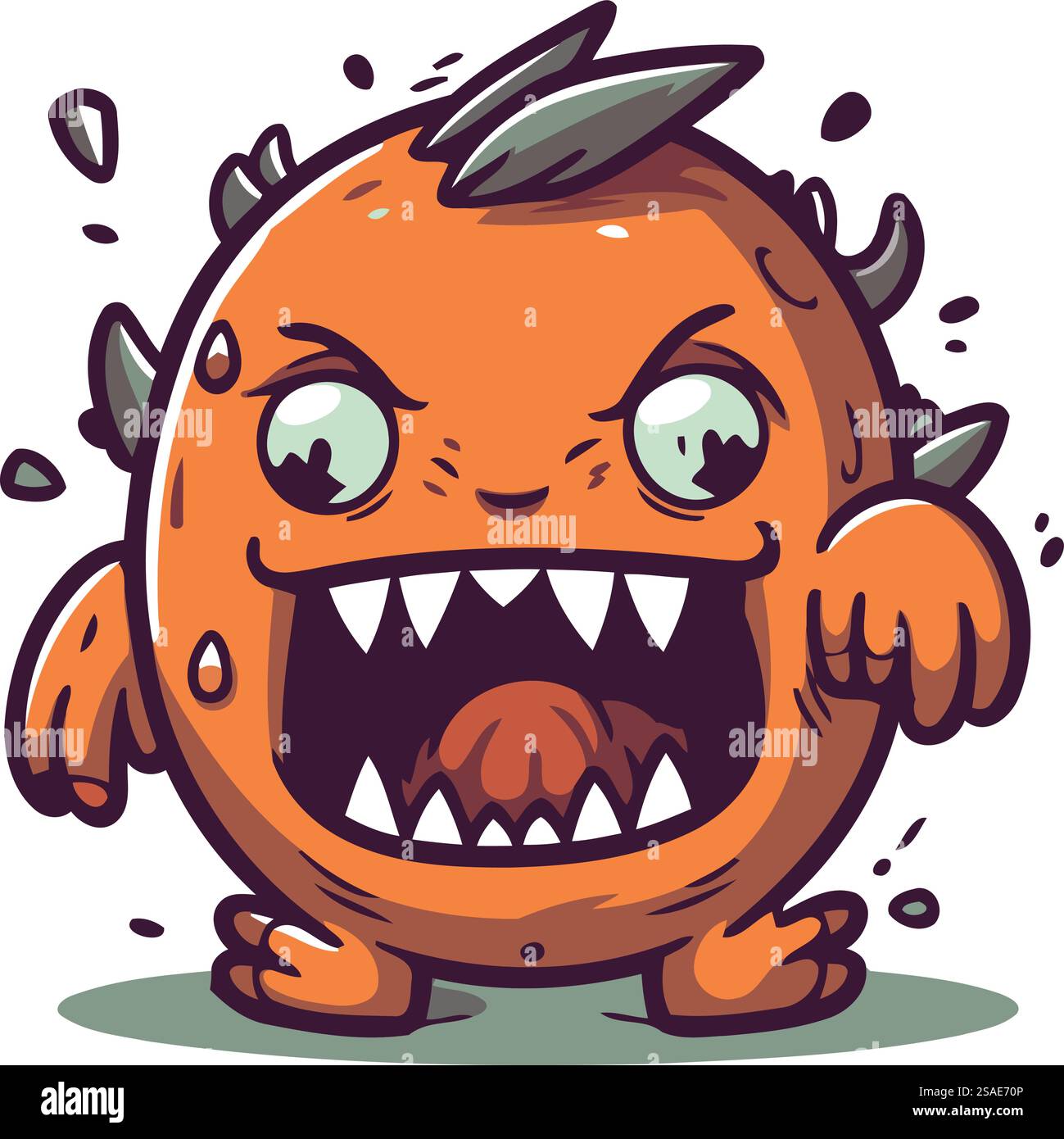 Angry orange cartoon character. Vector illustration isolated on white ...