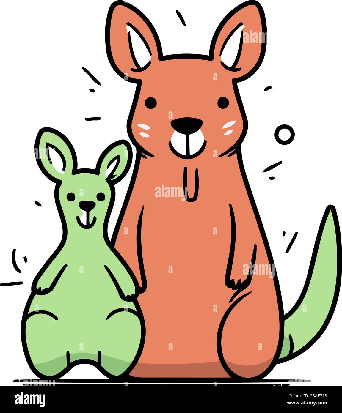 Kangaroo and rabbit. Vector illustration of a kangaroo and rabbit Stock ...