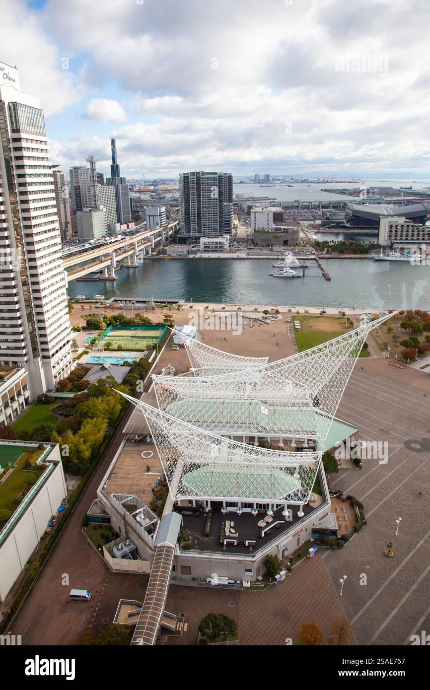 View of the Kobe Maritime Museum and surrounding city from the ...