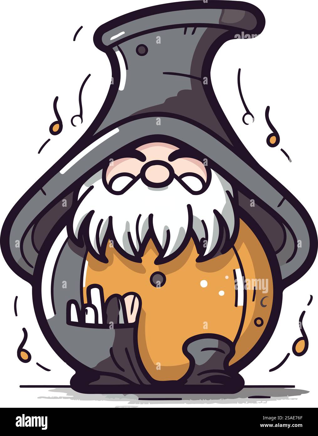 Cartoon wizard. Vector illustration of a wizard with a magic wand Stock ...