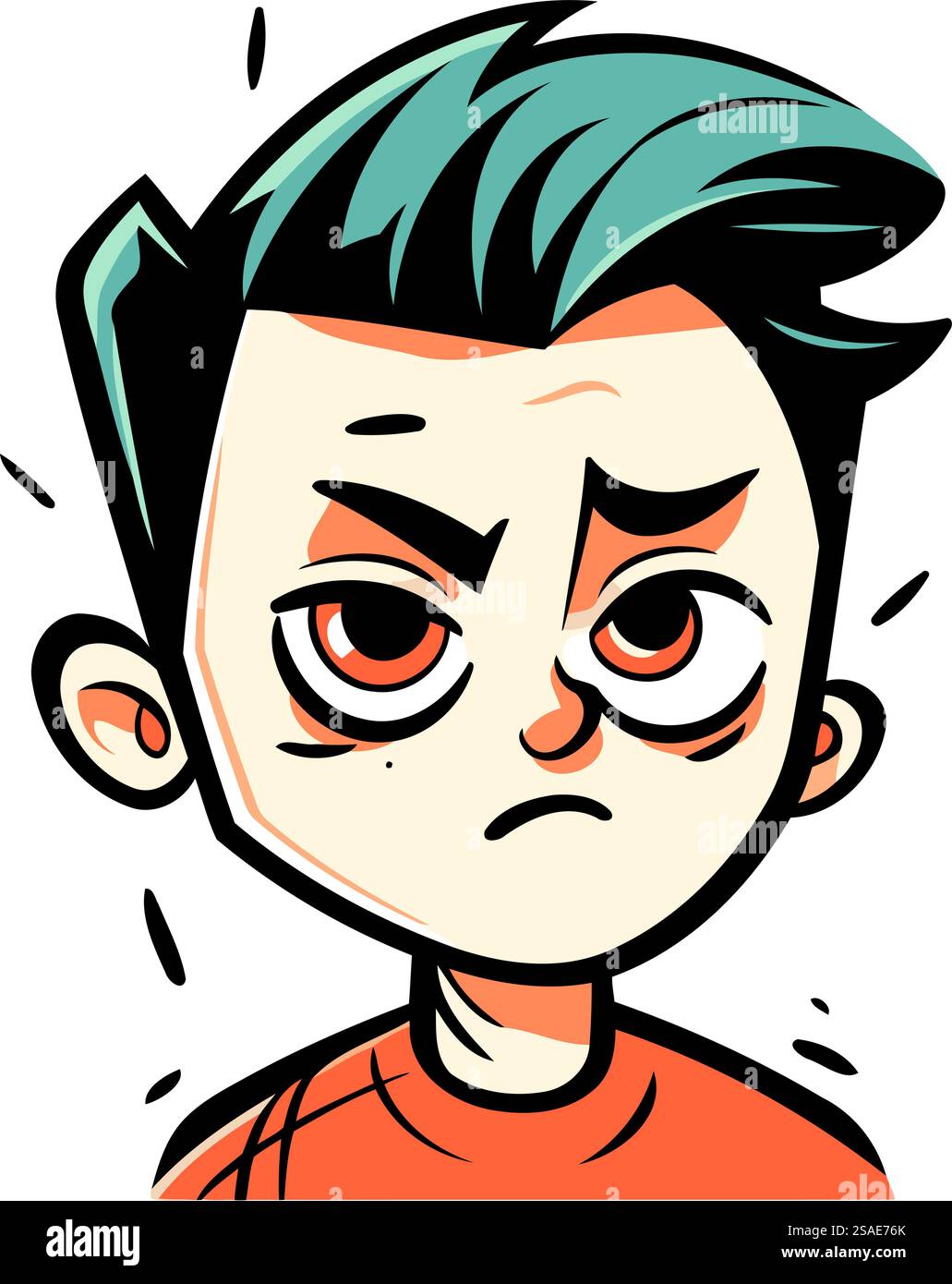 Angry boy face. Vector illustration in cartoon style isolated on white ...
