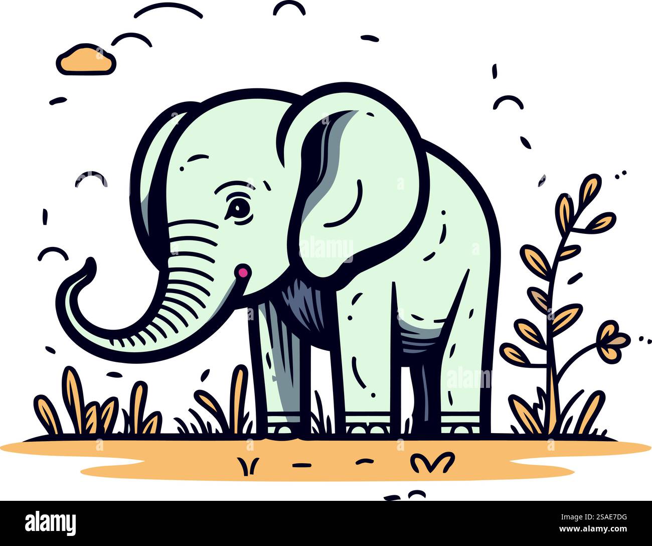 Cute elephant. hand drawn vector illustration in doodle style Stock ...