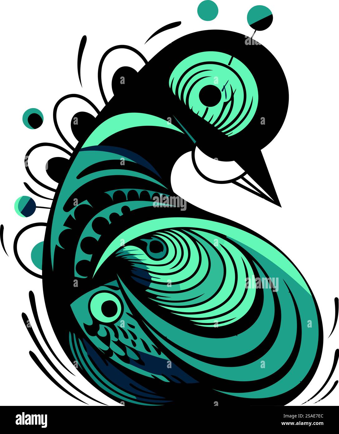 Peacock. Hand drawn vector illustration isolated on white background ...
