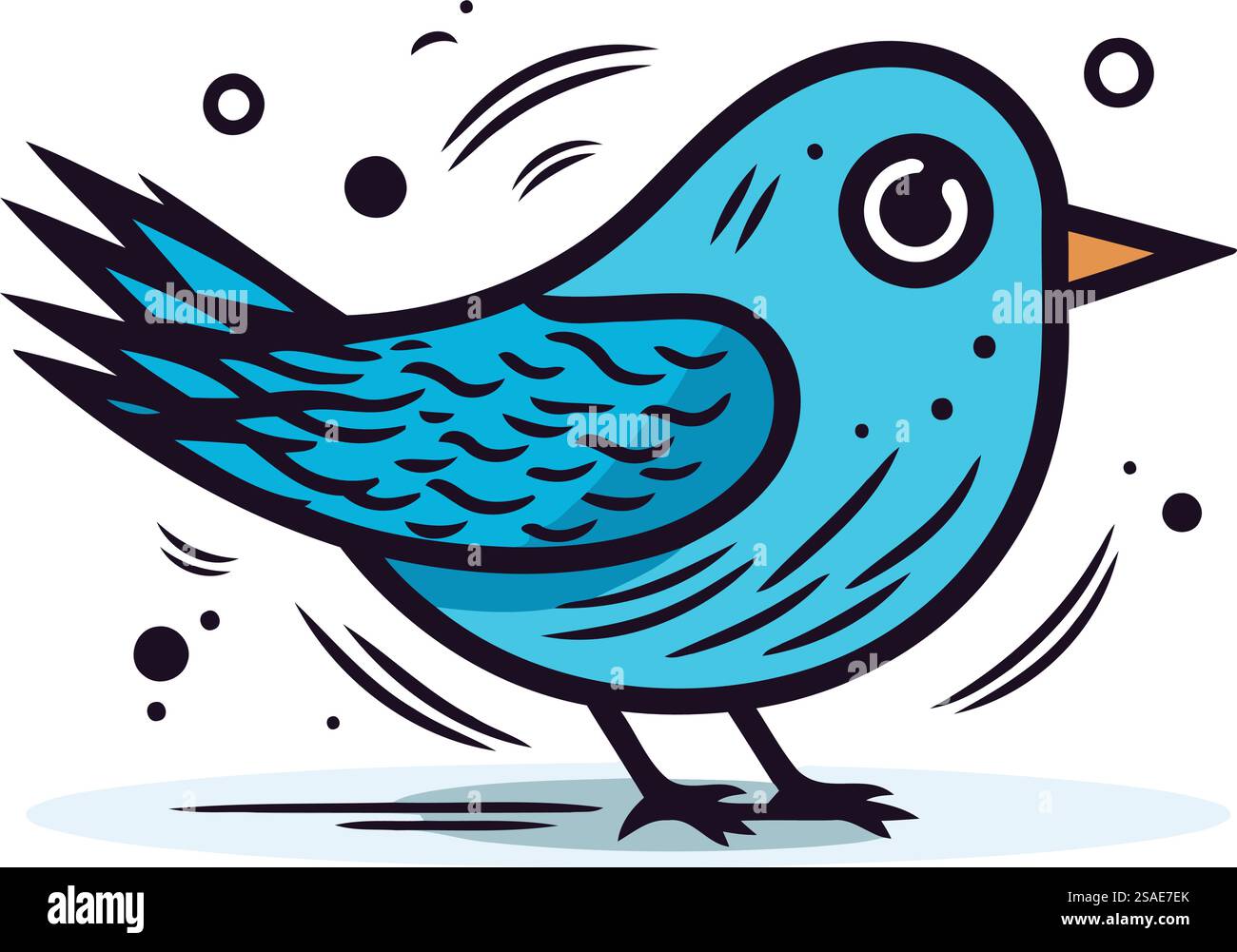 Vector illustration of a blue bird. Cute doodle style Stock Vector ...
