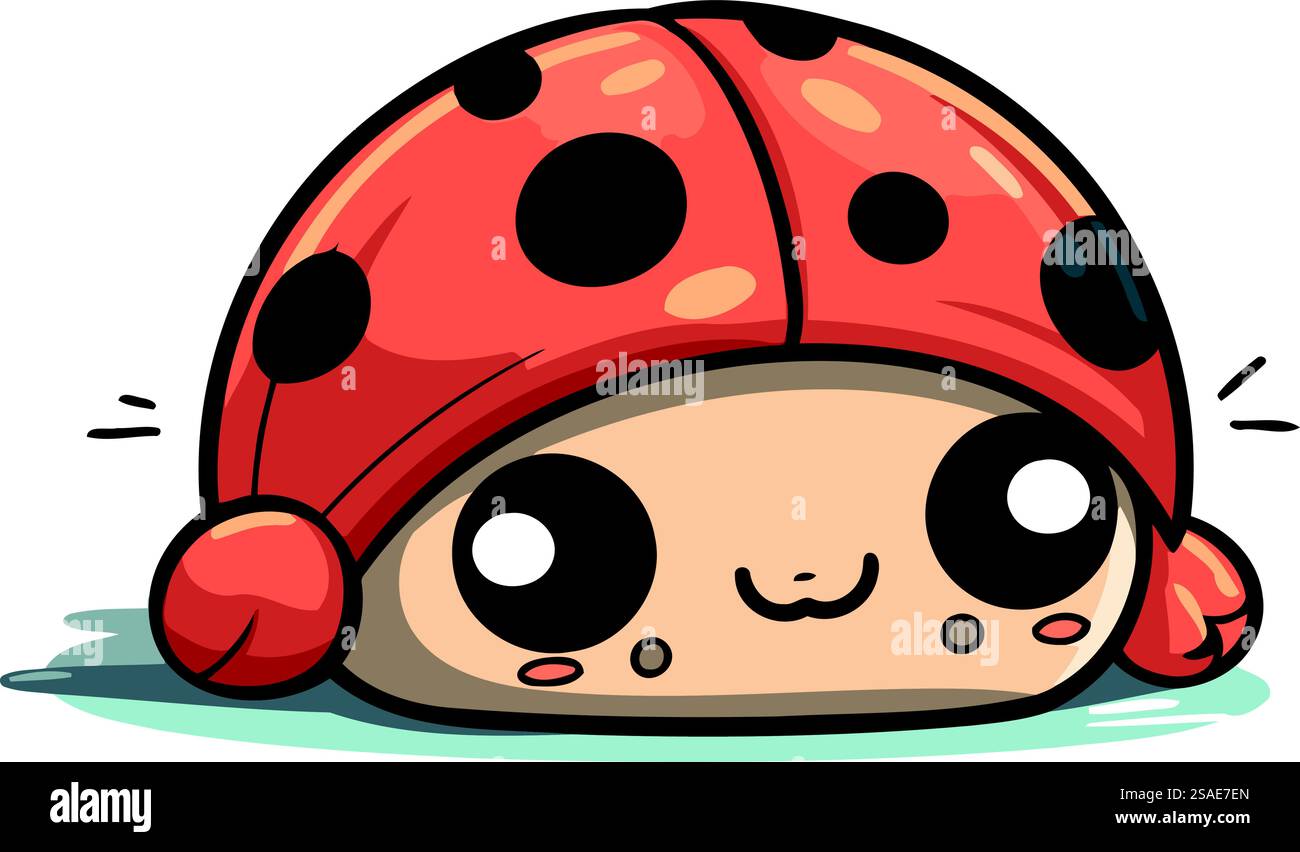 Cute ladybug cartoon character. Vector illustration isolated on white ...