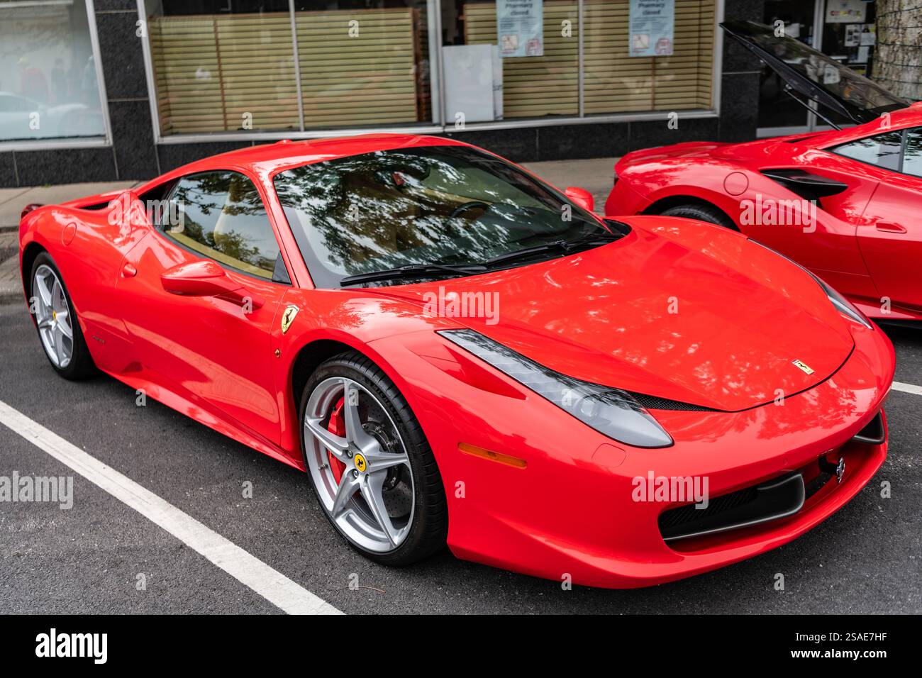 Chicago, Illinois - September 29, 2024: Ferrari 458 Italia red color ...