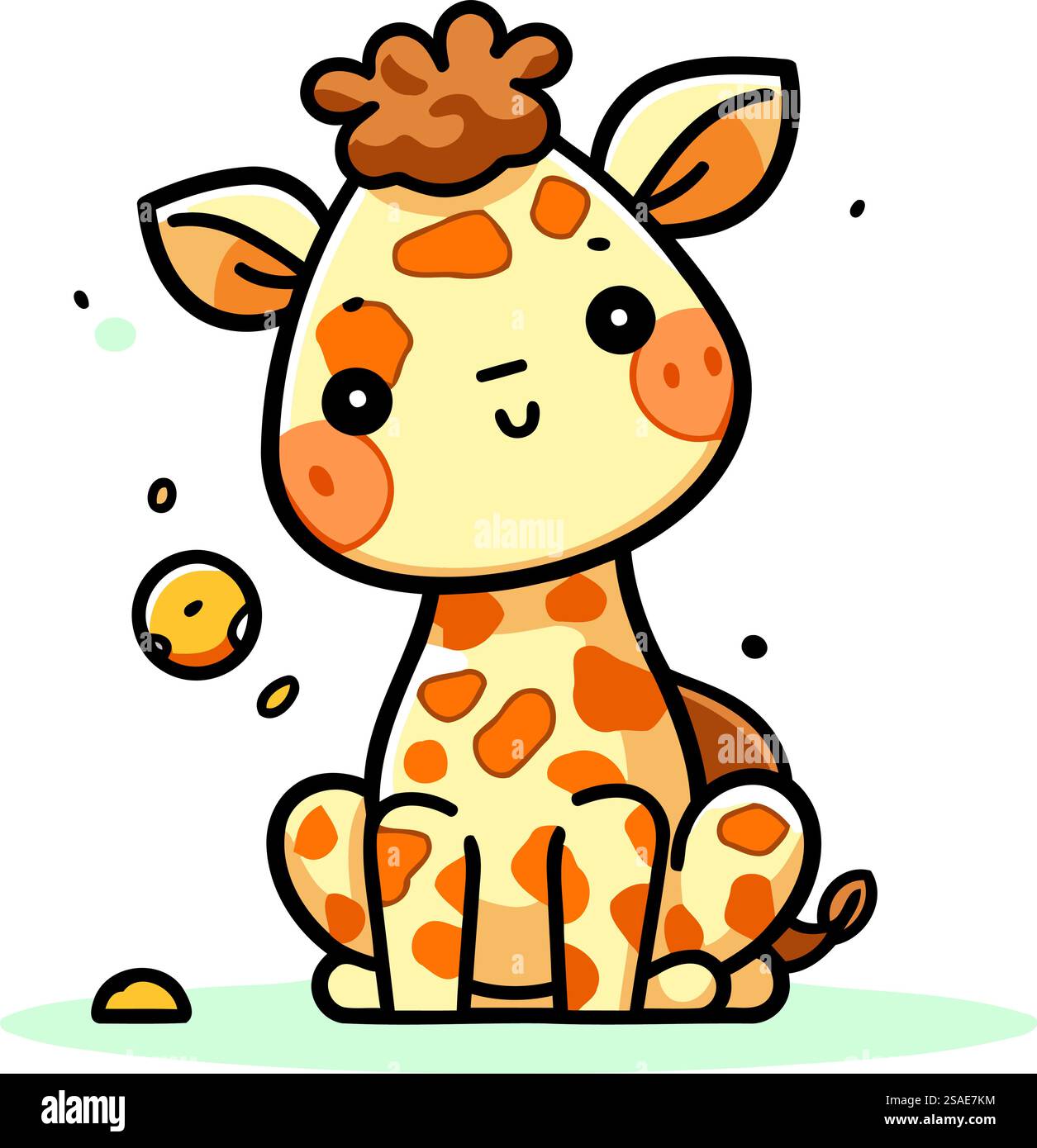 Cute little giraffe sitting and smiling. Vector illustration in cartoon ...
