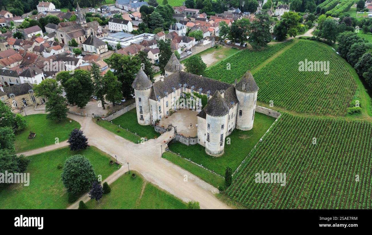 drone photo Savigny-lès-Beaune castle france europe Stock Photo - Alamy