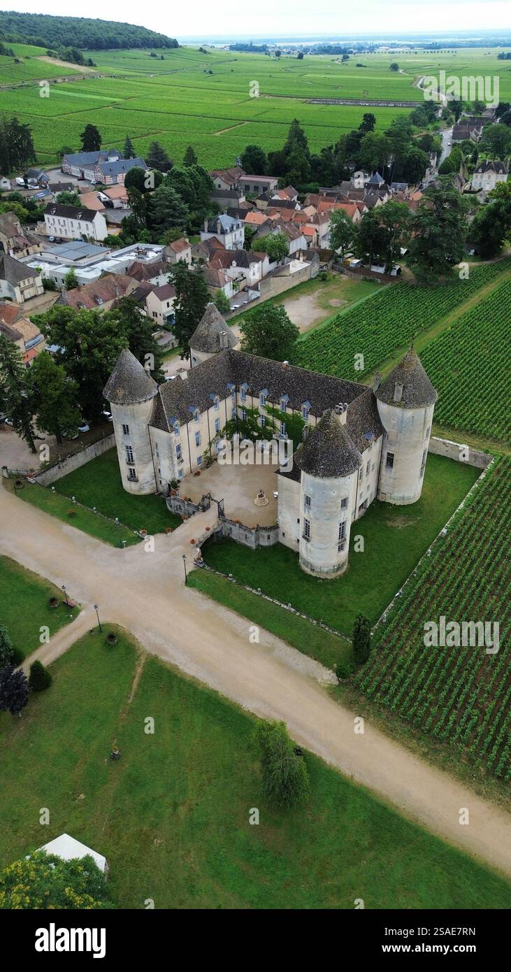 drone photo Savigny-lès-Beaune castle france europe Stock Photo - Alamy