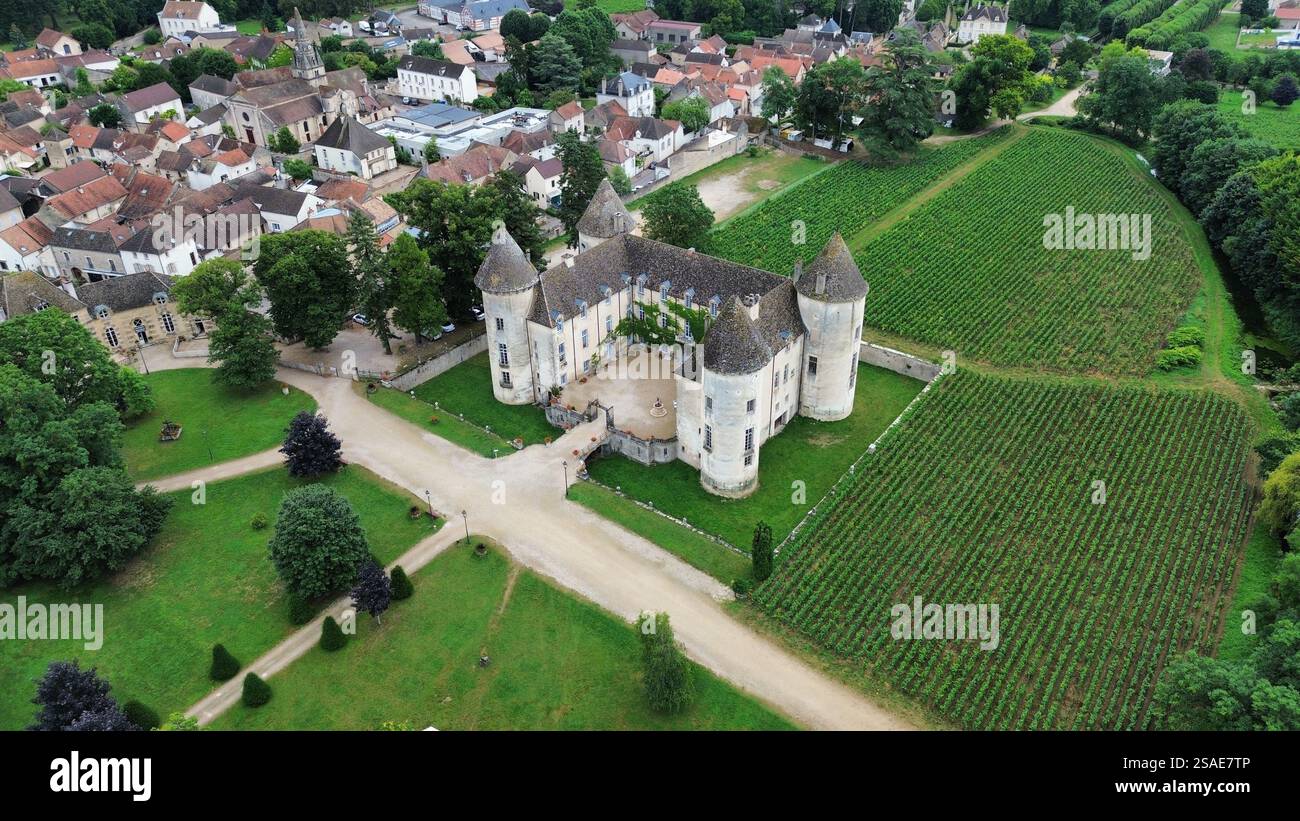 drone photo Savigny-lès-Beaune castle france europe Stock Photo - Alamy