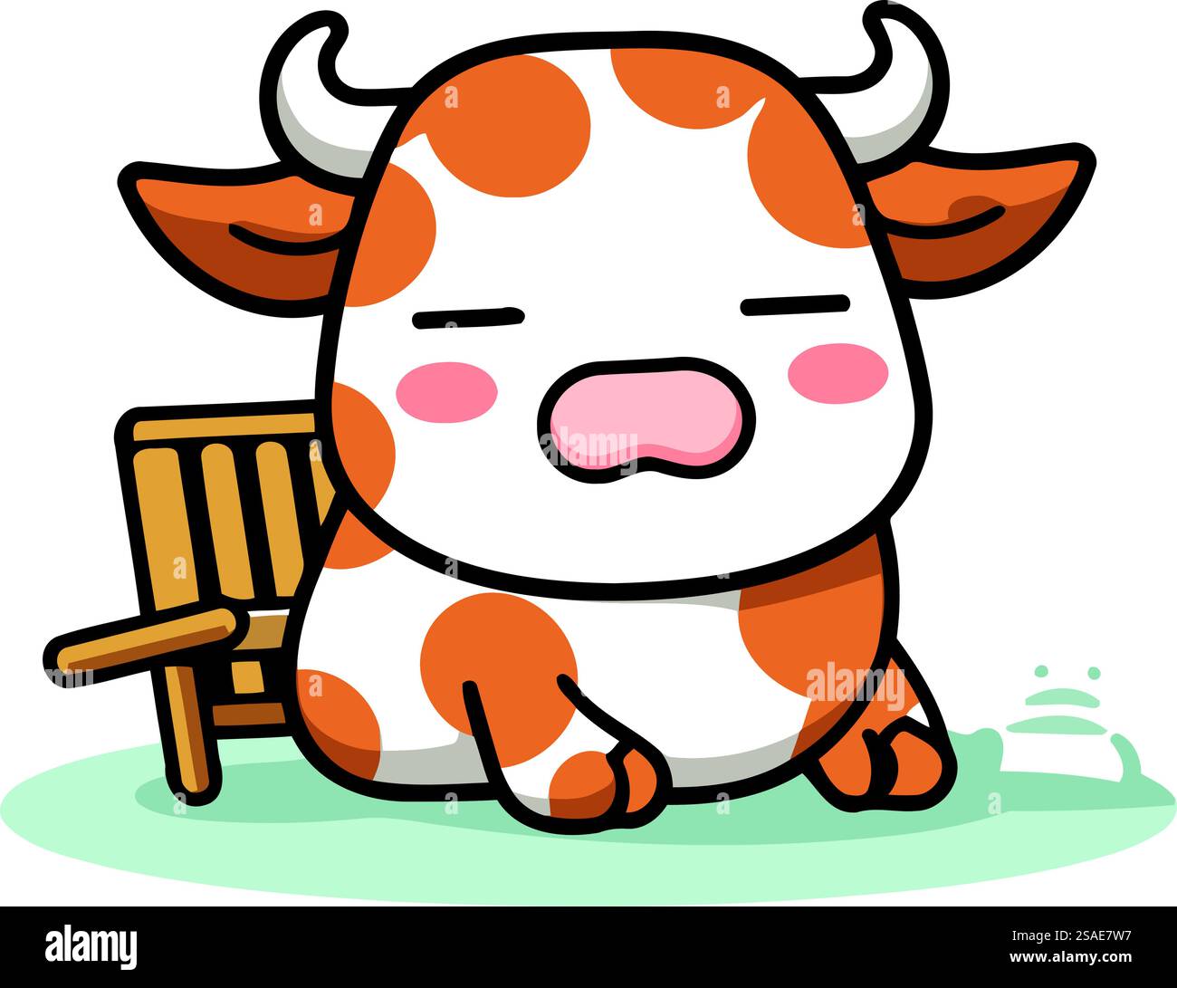 Cute cow sitting on the chair. Vector illustration in cartoon style ...