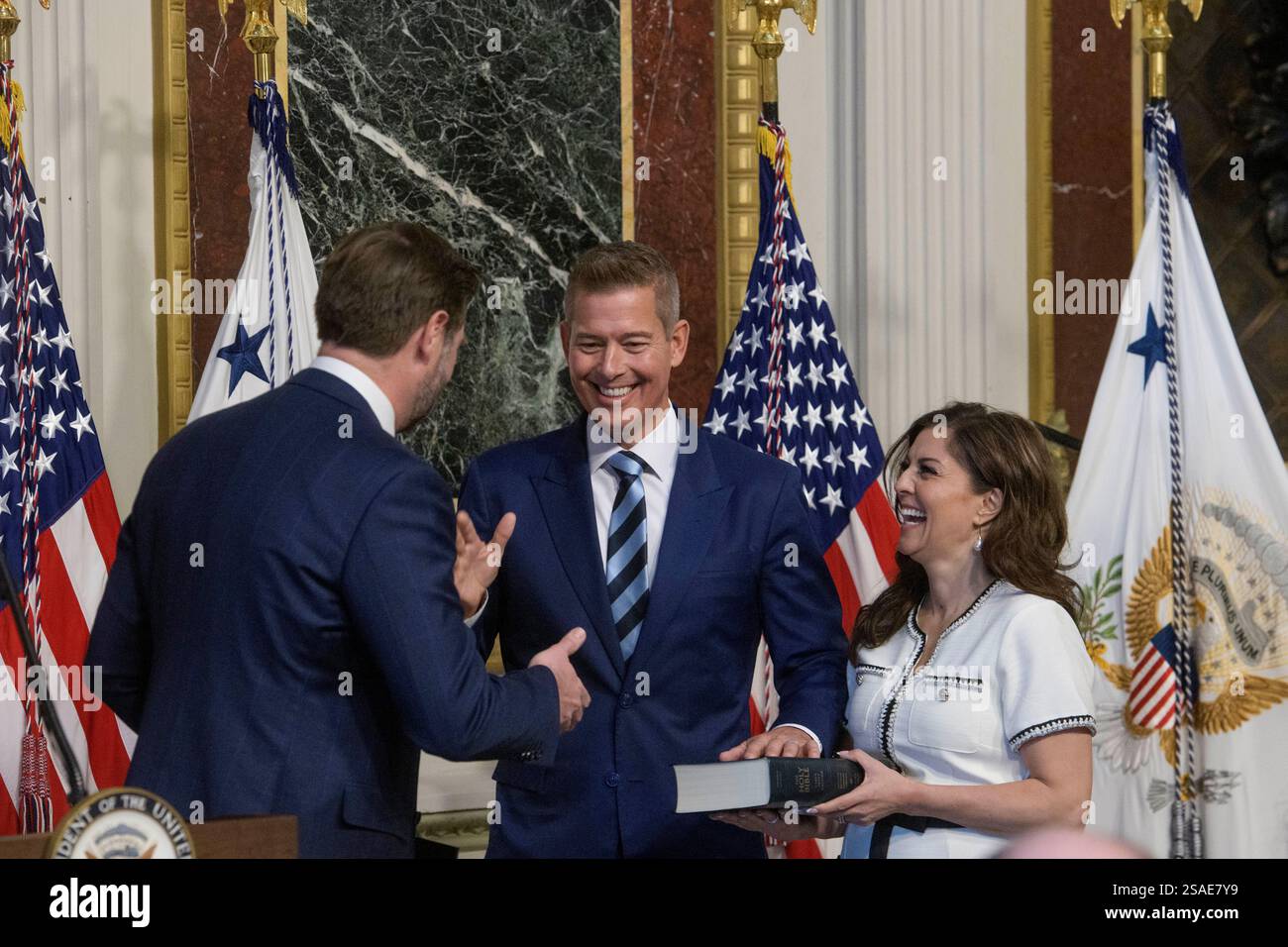 Vice President JD Vance swears in Sean Duffy as Secretary of ...