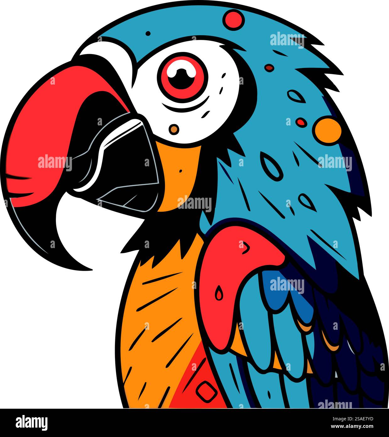 Colorful parrot. Vector illustration isolated on a white background ...