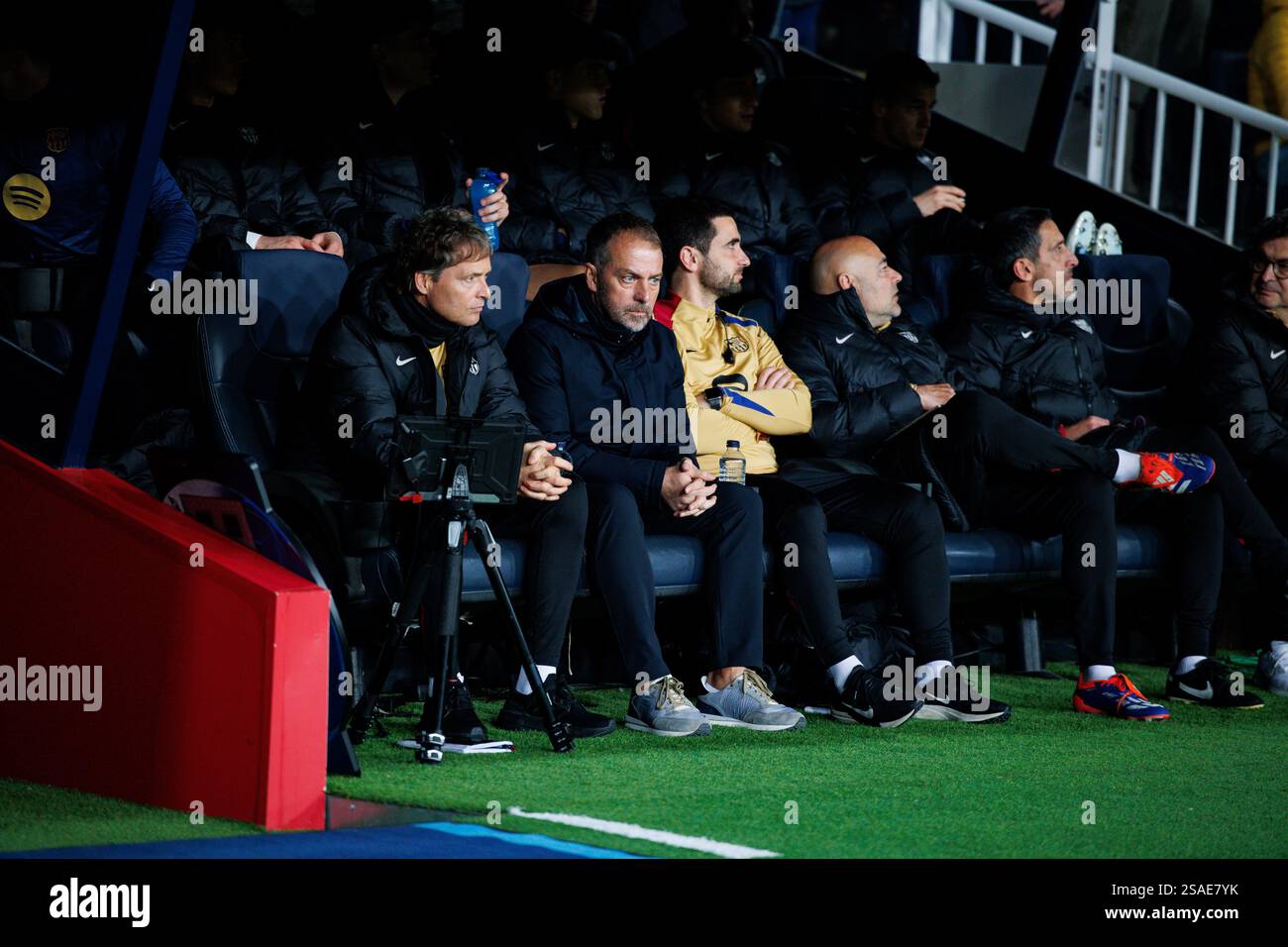 Barcelona, Spain. 29th Jan, 2025. Hansi Flick in action during the UEFA Champions League match ...