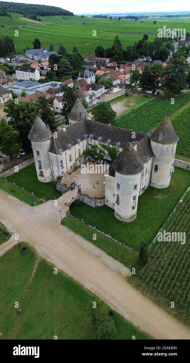 drone photo Savigny-lès-Beaune castle france europe Stock Photo - Alamy
