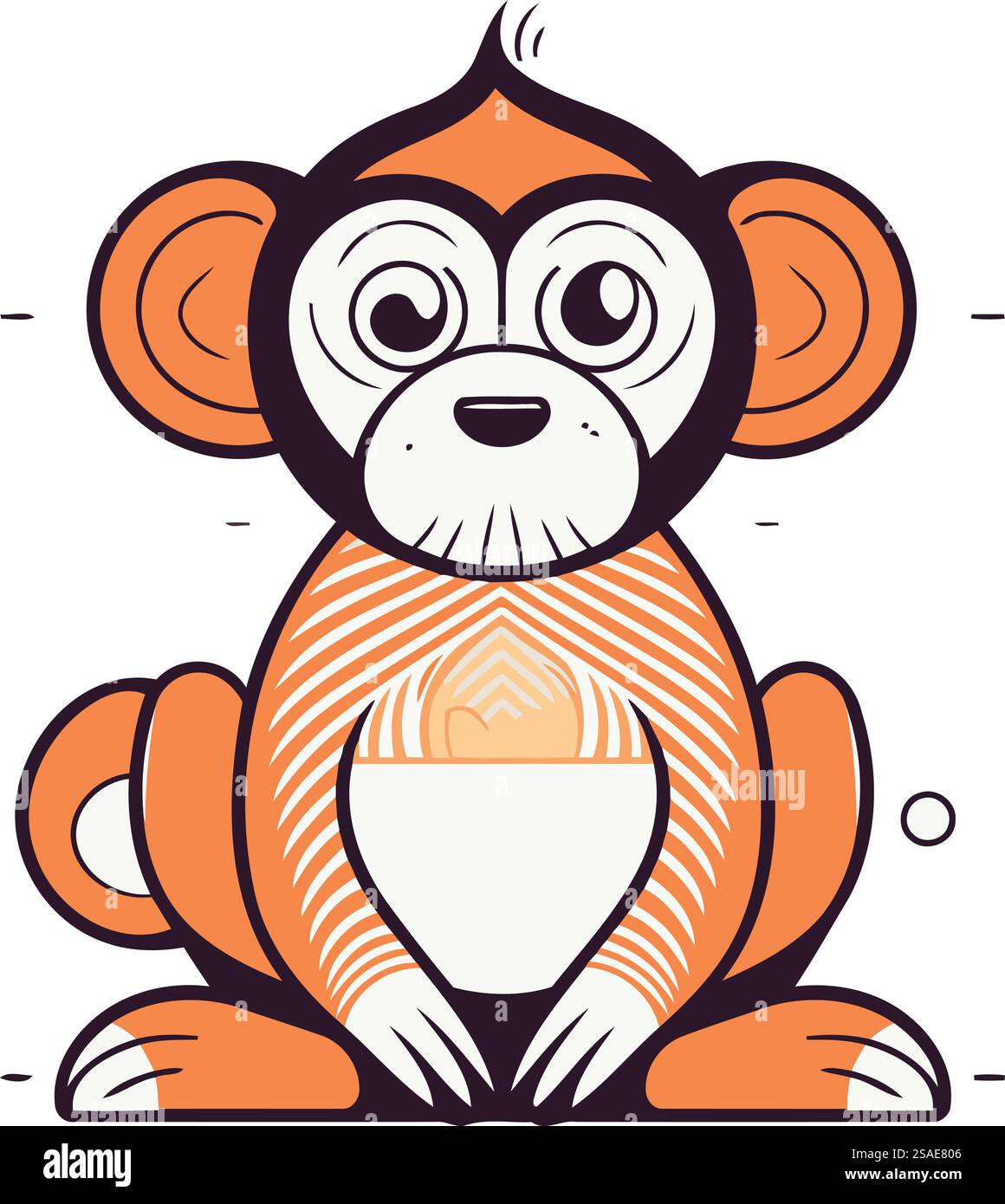 Cute monkey sitting and holding a cup of tea. Vector illustration Stock ...
