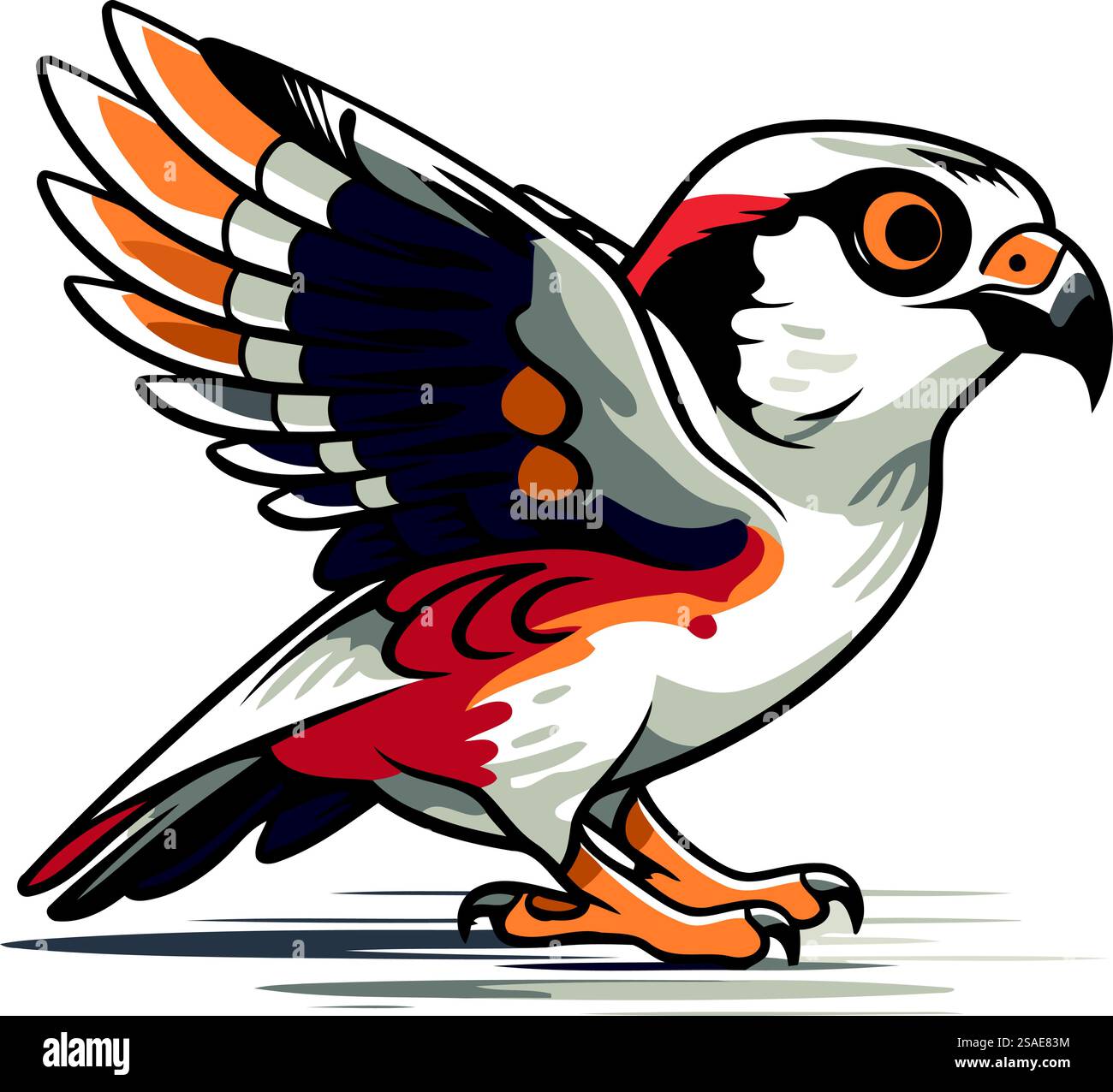 Red winged falcon with open wings. Vector illustration Stock Vector ...