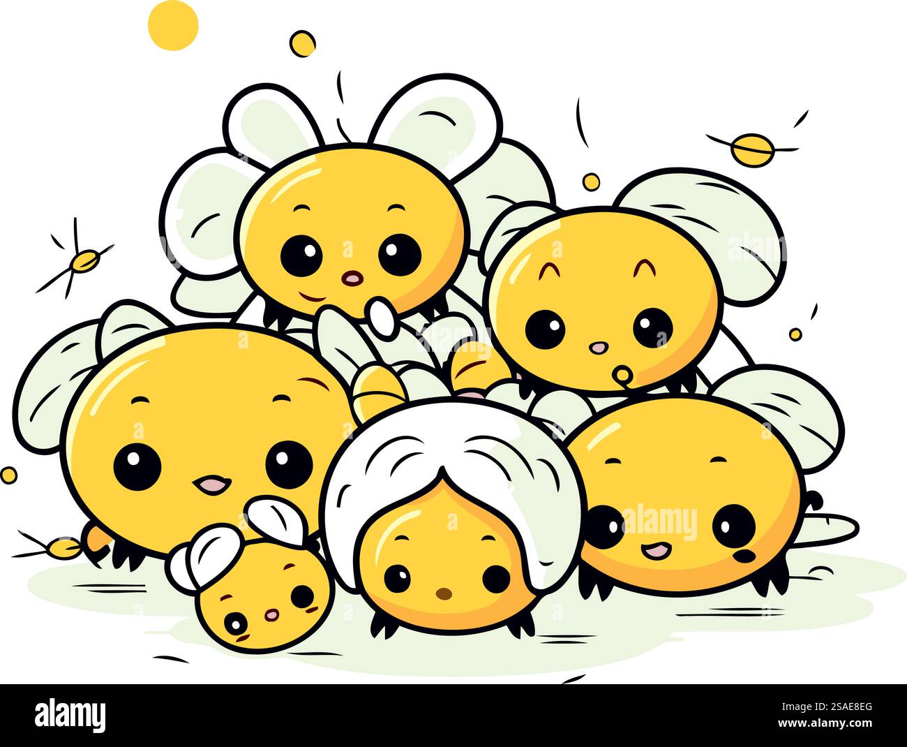 Cartoon vector illustration of cute little bees. Cute cartoon animal ...
