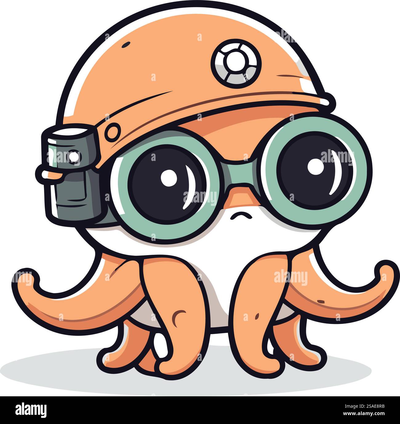 Octopus in helmet and glasses. Cute cartoon vector illustration Stock ...
