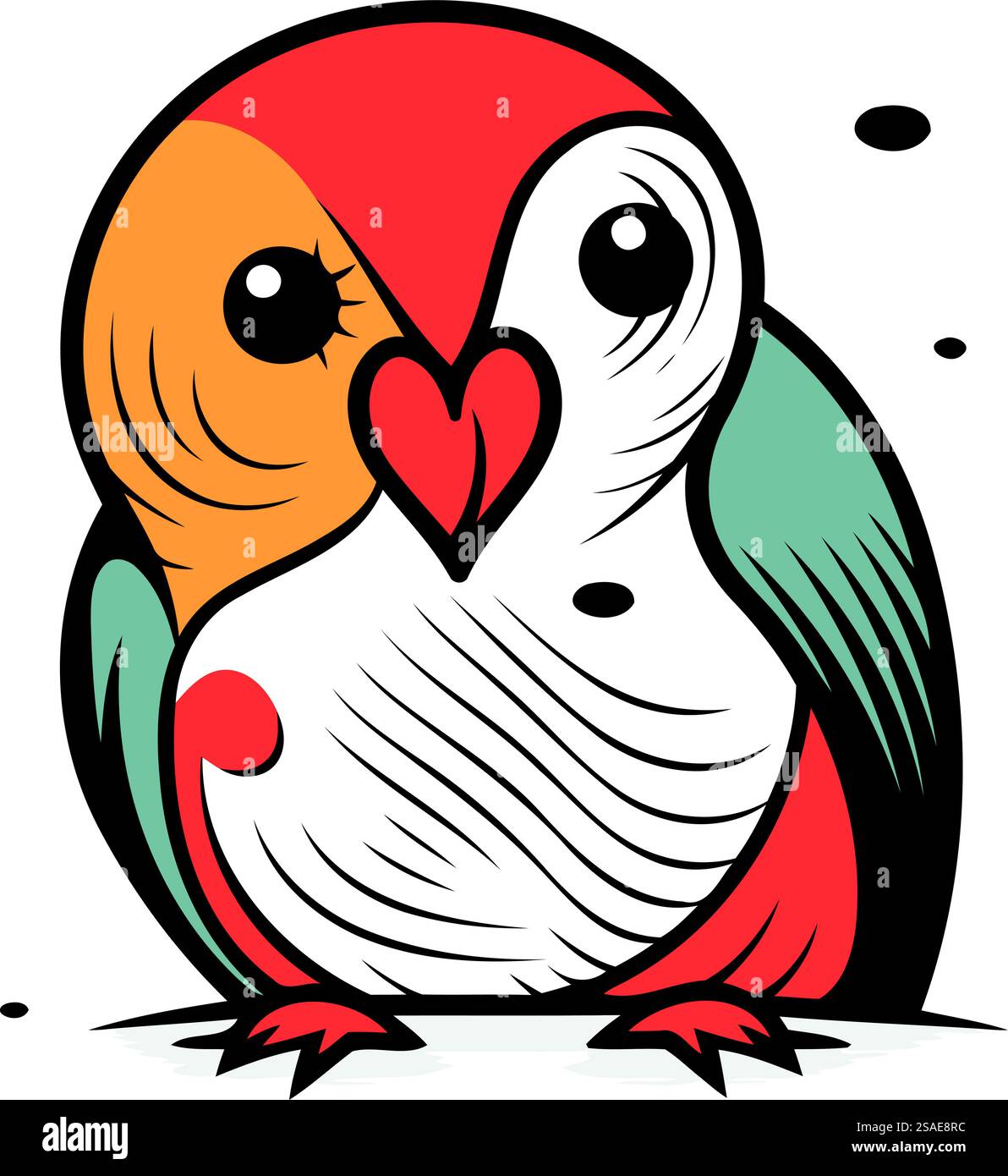 Vector illustration of a cute parrot with heart on its beak Stock ...