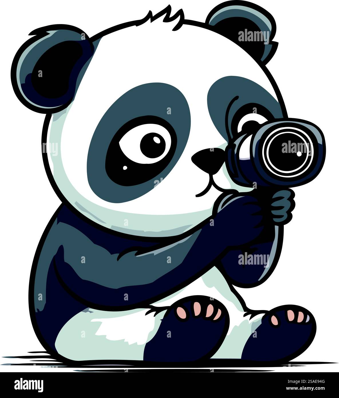 Cute panda with a camera in his hand. Vector illustration Stock Vector ...