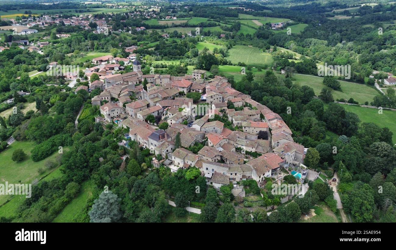 drone photo Medieval city of Pérouges france europe Stock Photo - Alamy
