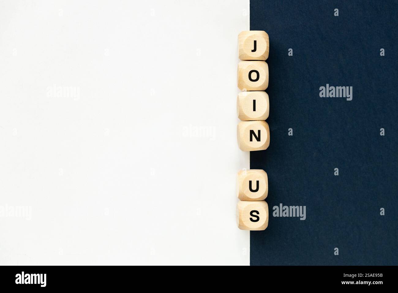 Join us. Team recruitment. Business concept. Join Us icons on wooden ...