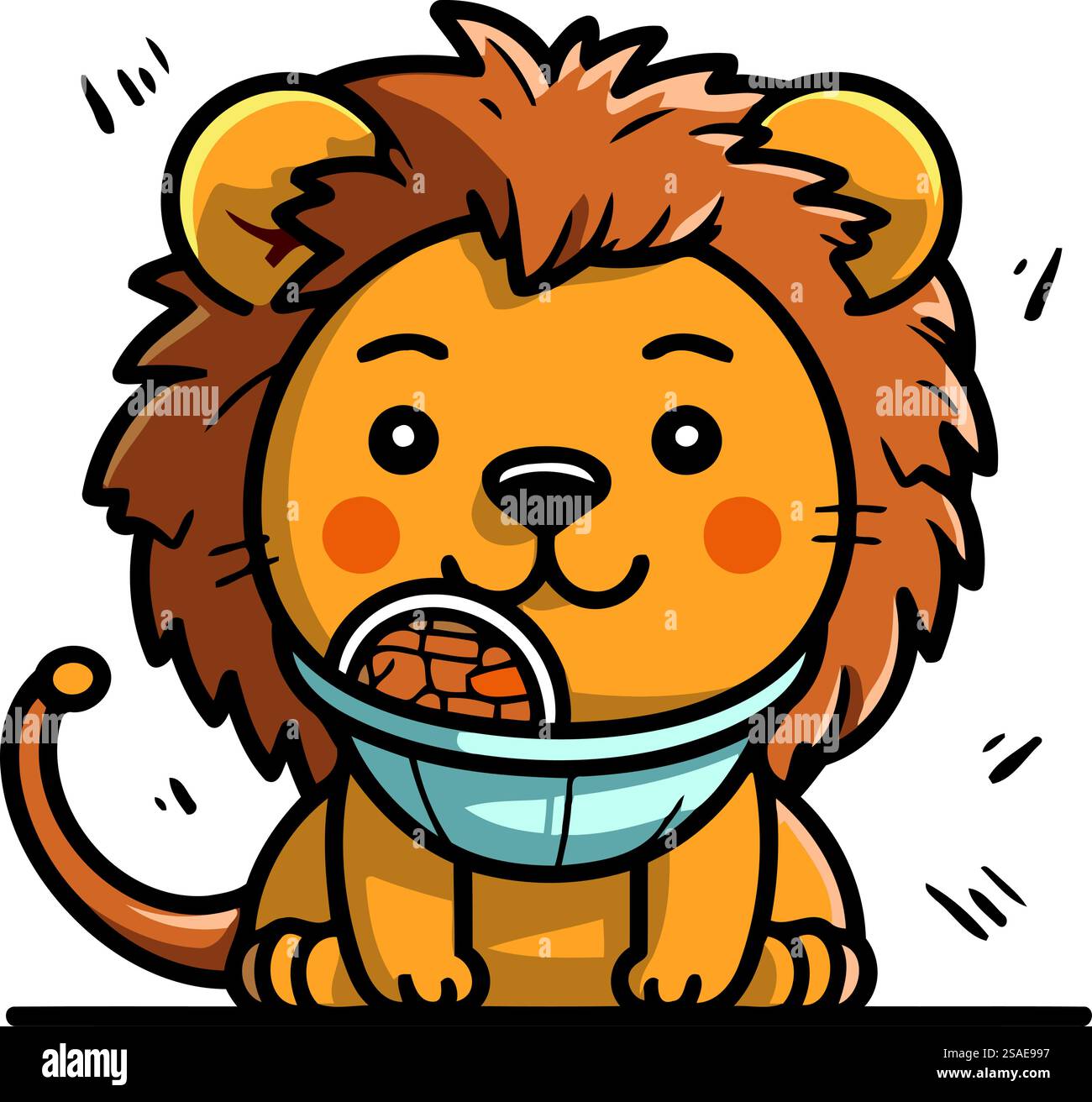 Cute lion with ice cream. Vector illustration in cartoon style Stock ...