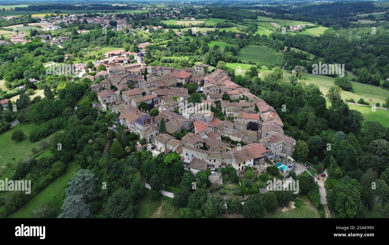 drone photo Medieval city of Pérouges france europe Stock Photo - Alamy