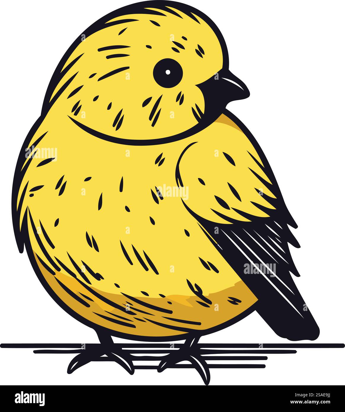 Cute little yellow bird. Vector illustration isolated on white ...