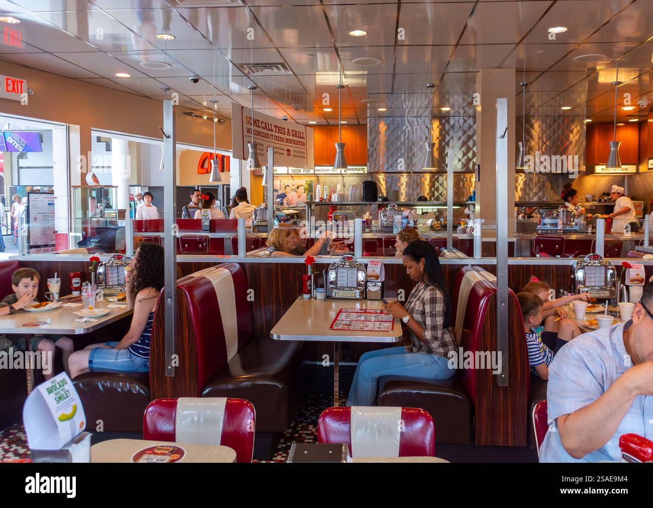 Jersey City, New Jersey, USA, Crowd, Diverse People, Sitting at Tables ...