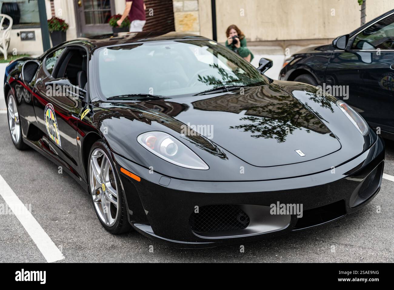 Chicago, Illinois - September 29, 2024: Ferrari F430 black color ...