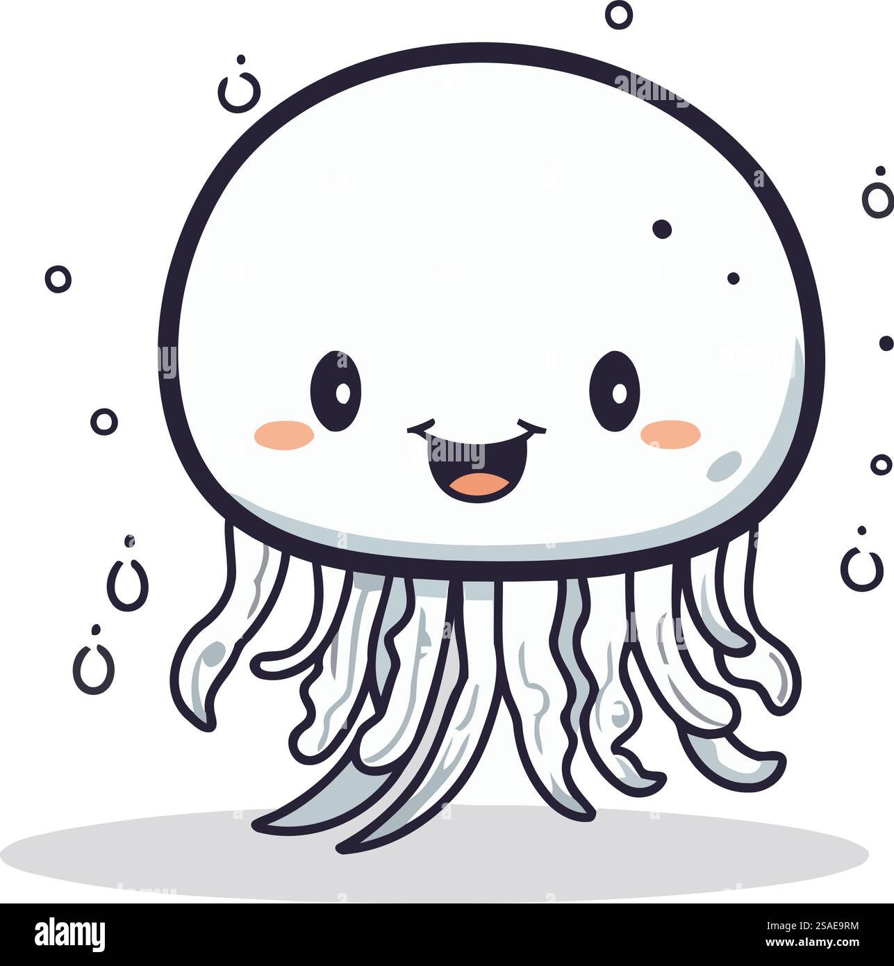 Jellyfish cute cartoon icon. Sea life ecosystem fauna and ocean theme ...
