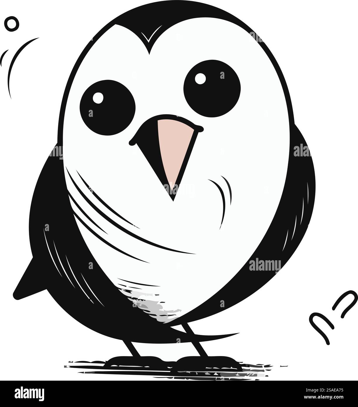 Cute cartoon penguin with question mark. Black and white vector ...