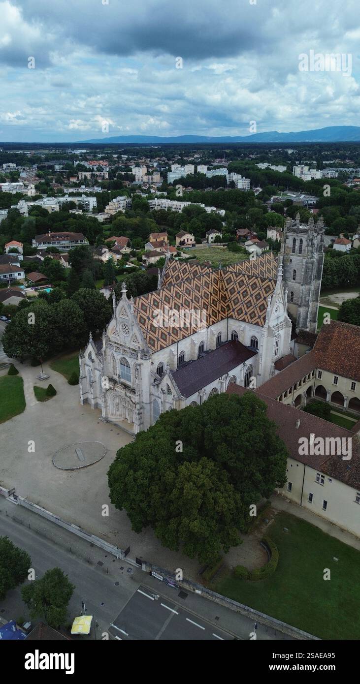 drone photo Brou Royal Monastery France europe Stock Photo - Alamy